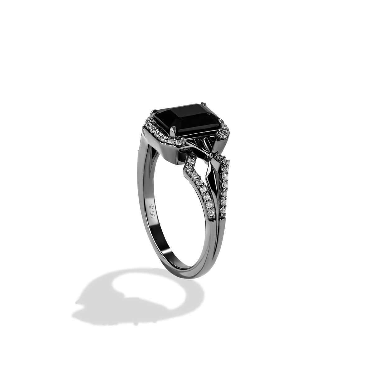 DARK ARMOR WOMEN'S RING 1/5 CT.TW. Diamond, Black Onyx in Sterling Sil ...