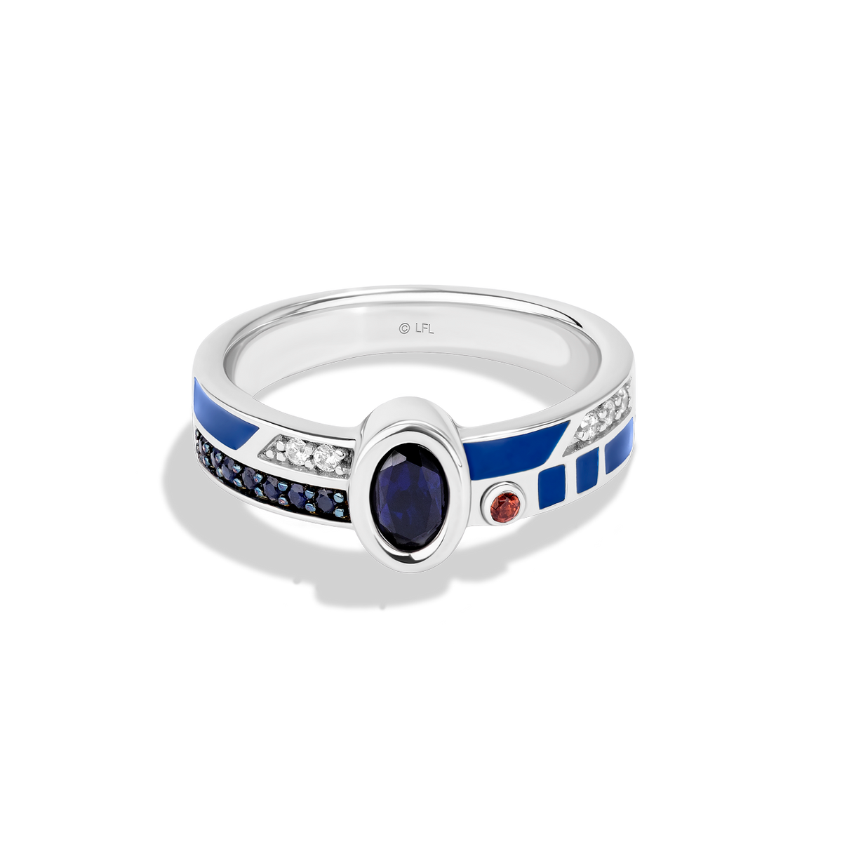 R2 SERIES WOMEN'S RING Accent Diamonds Garnet and Created Blue Sapphir ...