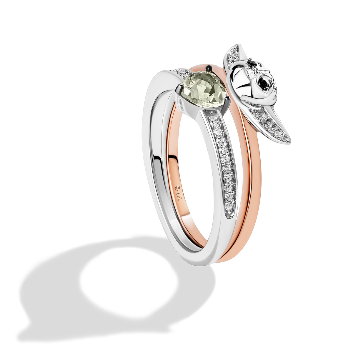 GROGU™ Women's Ring with Heart Green Amethyst, and 1/10 CT.TW. Diamond ...