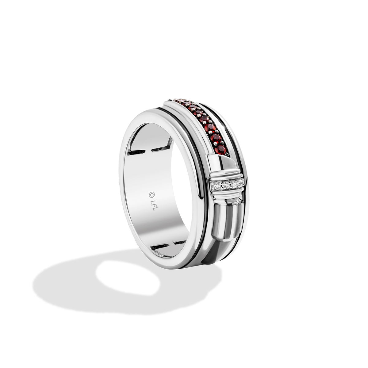 DARTH VADER™ MEN'S RING with Garnets, Diamond Accents and Black Rhodiu ...