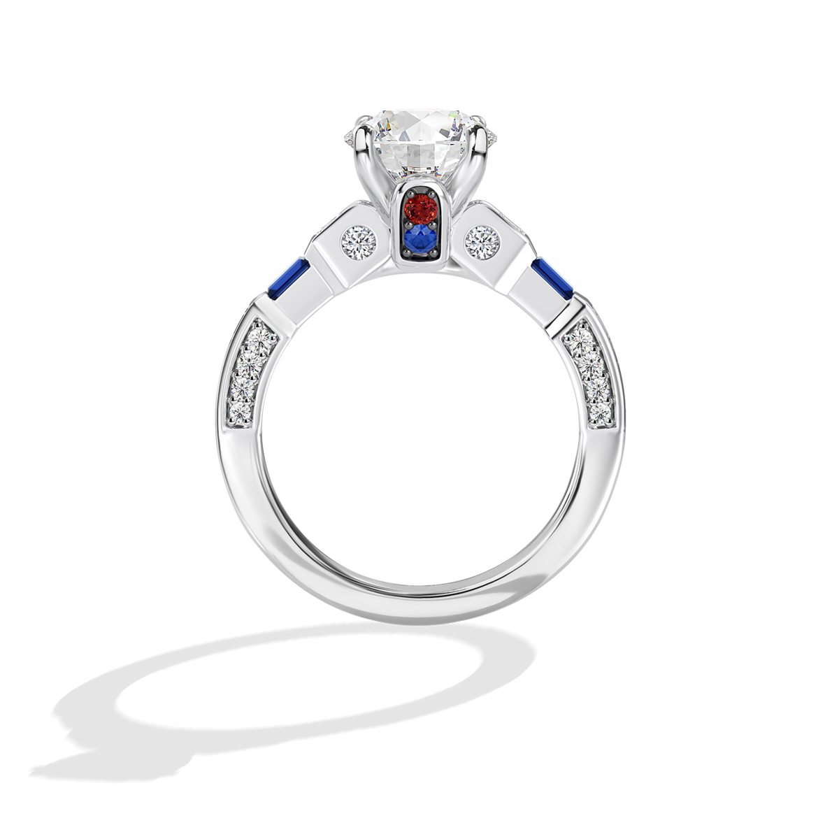 GALAXY STAR LAB GROWN DIAMONDS R2-D2 14K Gold, Blue Sapphire and Garne ...