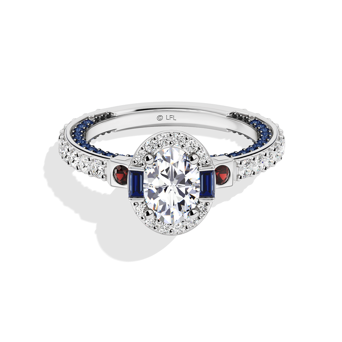 Women's Galaxy Star Engagement Ring with Blue Sapphire, Garnet and Lab ...