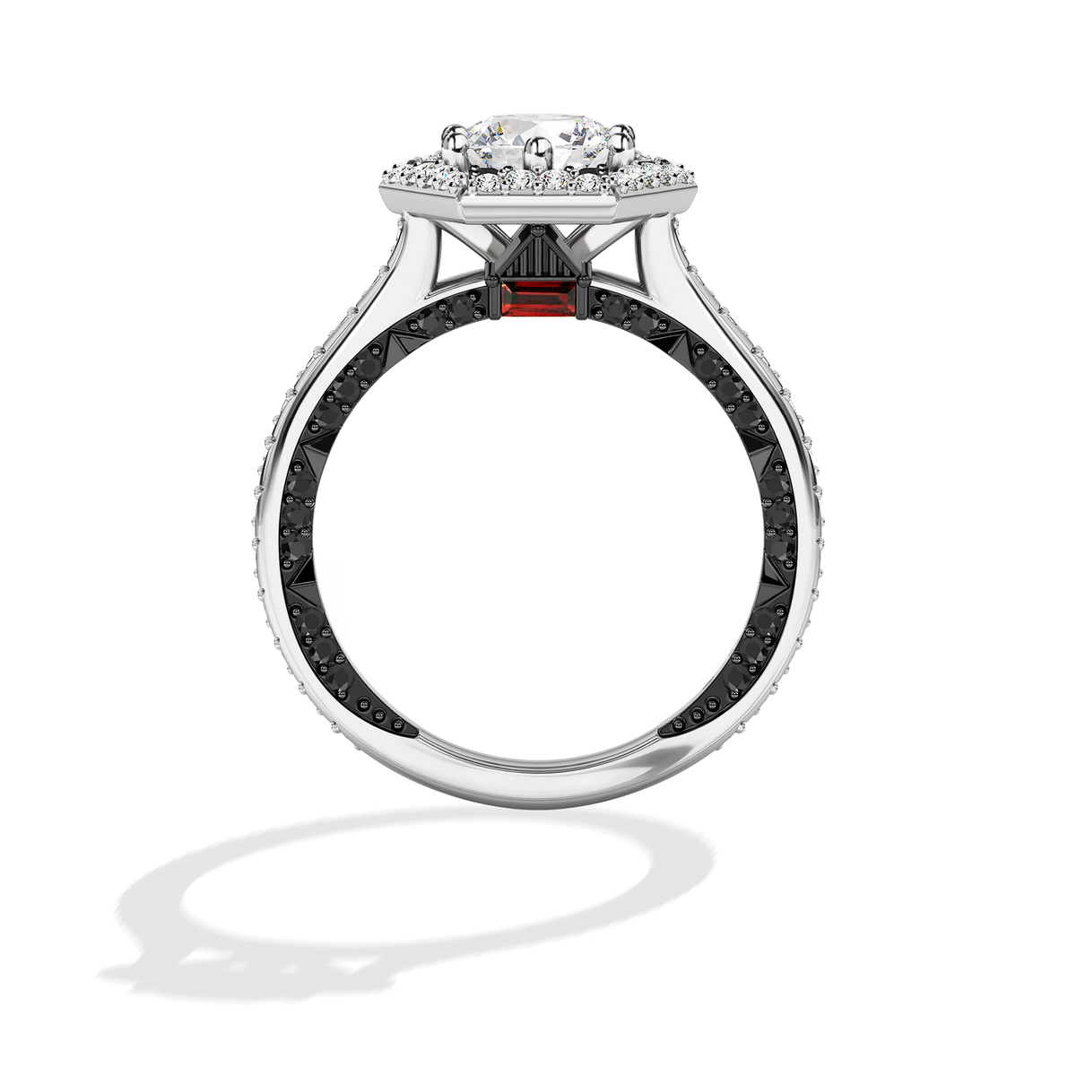 Women's Galaxy Star Engagement Ring with Black Spinel, Garnet and Lab ...