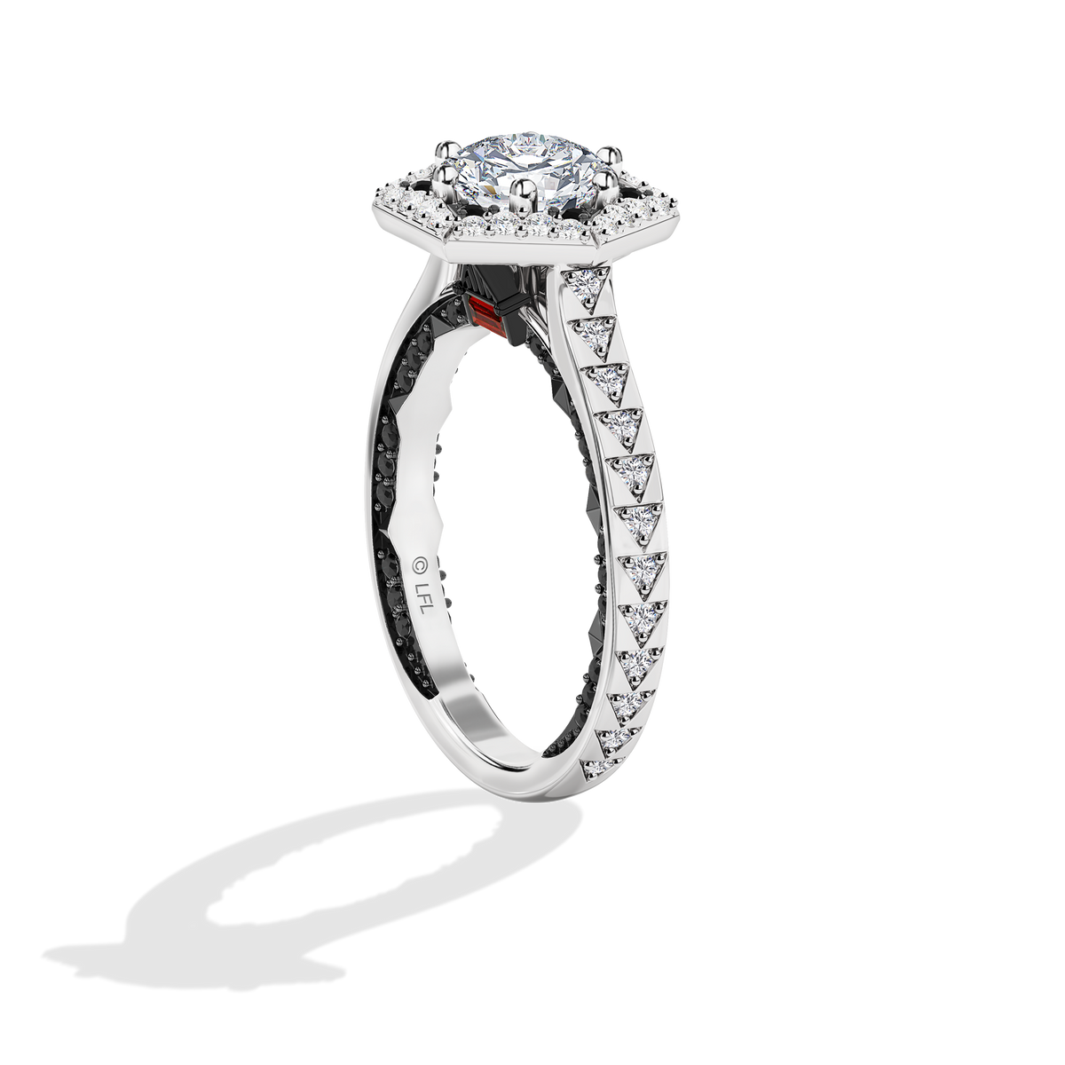 Women's Galaxy Star Engagement Ring with Black Spinel, Garnet and Lab ...