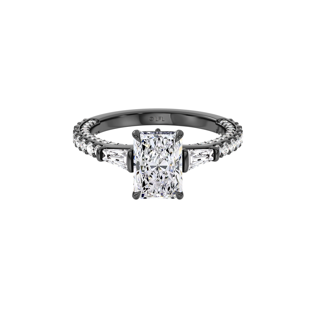 Galaxy Star Lab Grown Diamond Darth Vader Baguette Three Stone Engagem ...