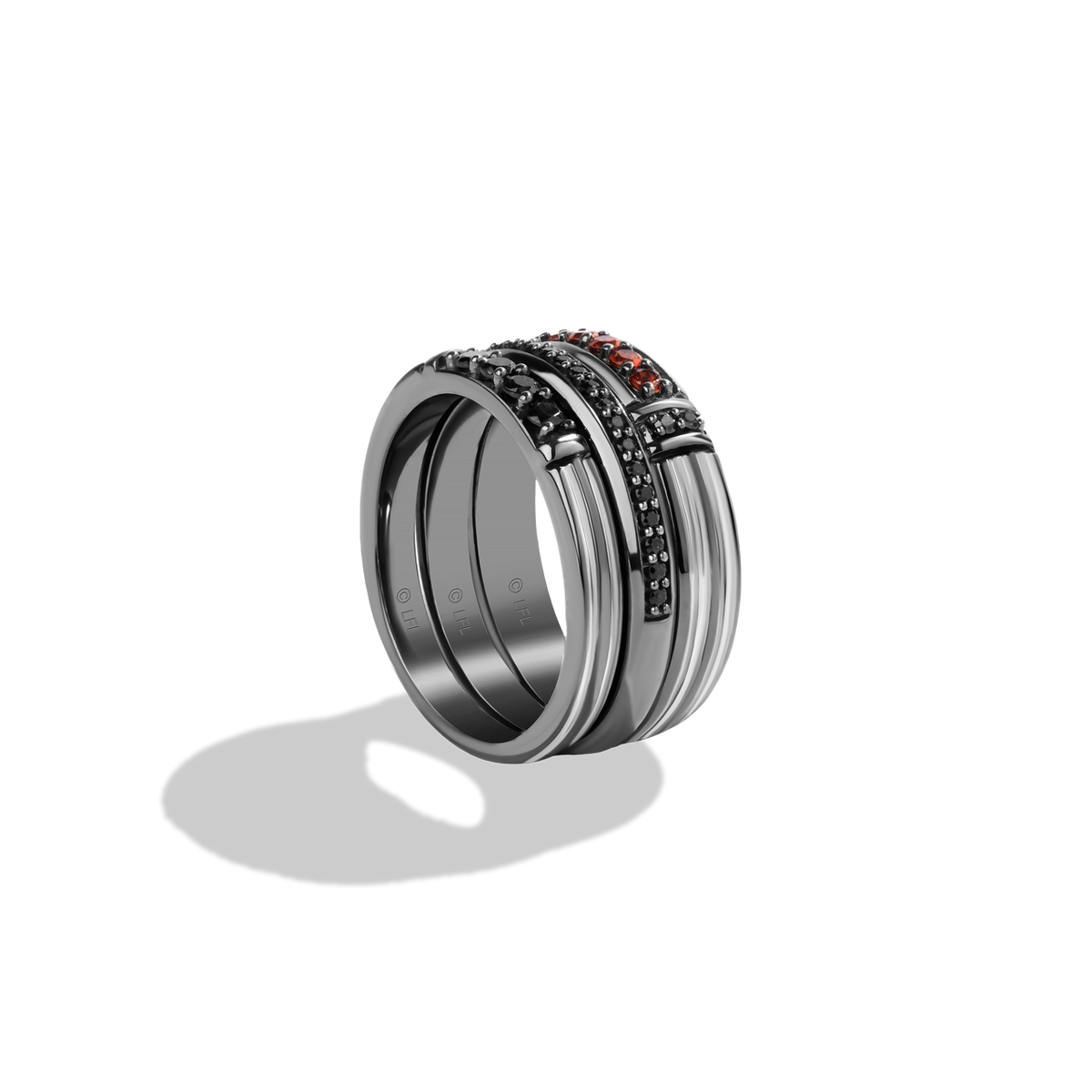 DARTH VADER™ RING STACK in Black Rhodium over Sterling Silver with Bla ...