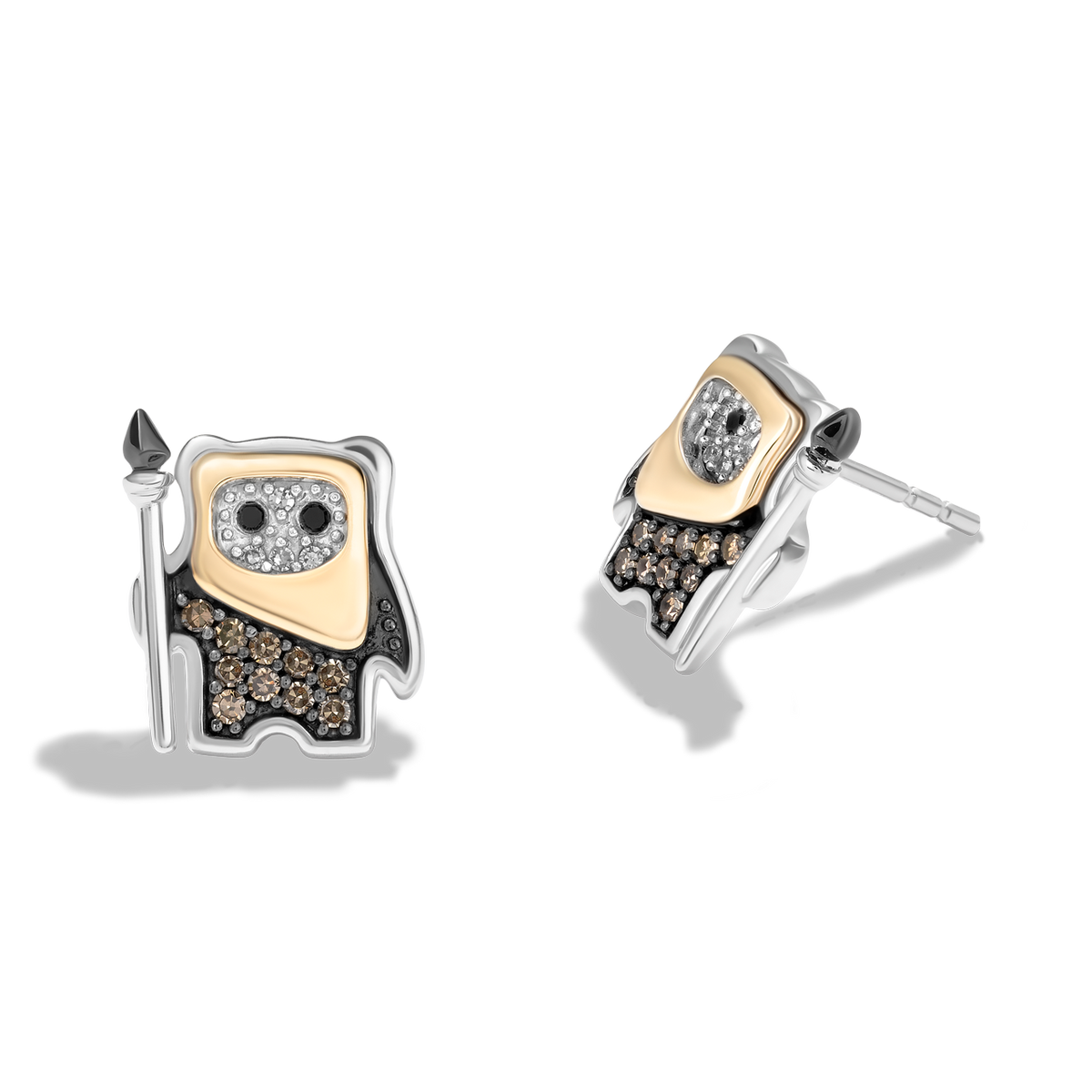 EWOK™ WOMEN'S EARRINGS 1/5 CT.TW. Champagne and White Diamonds, Sterli ...